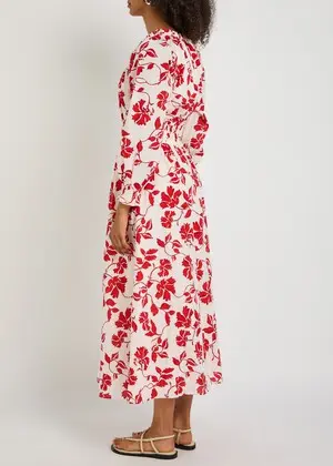 Rails Matia Floral-print Cotton Midi Dress - Red