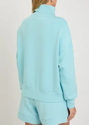 Varley Hawley Half-zip Stretch-jersey Sweatshirt - Light Blue