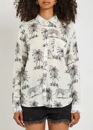 Rails Charlie Printed Linen-blend Shirt - Ivory