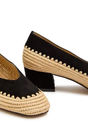 Gabriela Hearst Strength Raffia And Suede Pumps