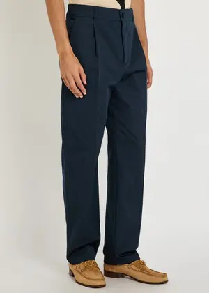 Valentino Garavani Logo-embroidered Twill Chino Trousers - Navy