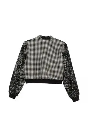 QUETSCHE Houndstooth Lace-overlay Jacket