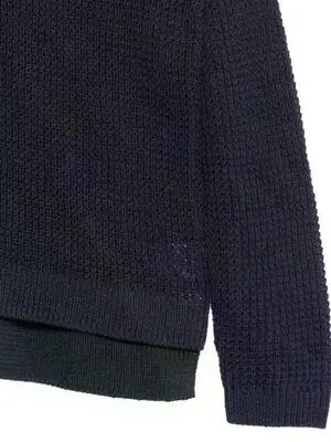 Akris Navy Open-knit Boat-neck Sweater