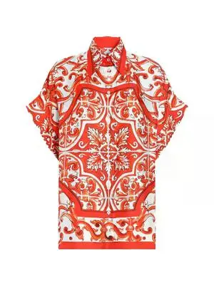 Dolce & Gabbana Majolica Print Silk Shirt - Red