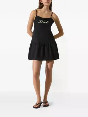 Karl Lagerfeld Logo Print Ruffled Beach Dress