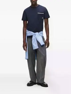 Karl Lagerfeld Striped-pocket T-shirt - Blue