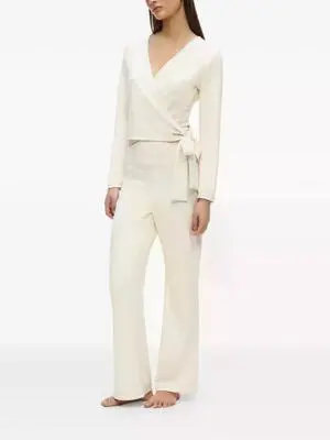 Karl Lagerfeld Logo Plaque Crossover Waistband Trousers - White