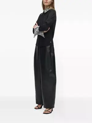 Karl Lagerfeld Bouclé-trim Long-sleeve Polo Shirt