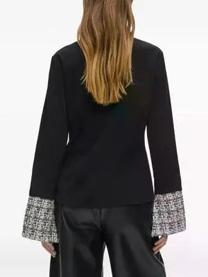 Karl Lagerfeld Bouclé-trim Long-sleeve Polo Shirt