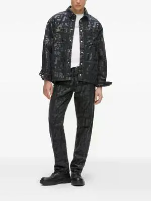 Karl Lagerfeld All-over Logo Print Straight Leg Jeans - Black
