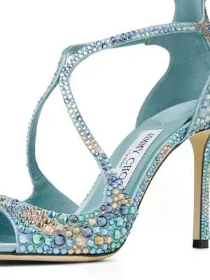 JIMMY CHOO Azia 95 Crystal-embellished Sandals - Blue