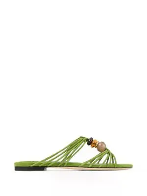 JIMMY CHOO Lova Mule Flat In Suede With Hand-knotted Detail