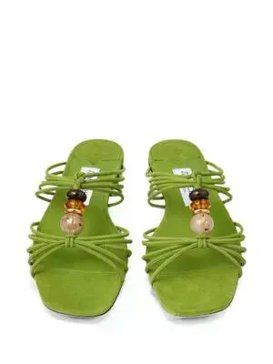 JIMMY CHOO Lova Mule Flat In Suede With Hand-knotted Detail