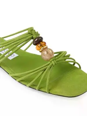 JIMMY CHOO Lova Mule Flat In Suede With Hand-knotted Detail