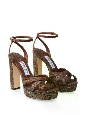 JIMMY CHOO Kove Platform Sandals - Brown