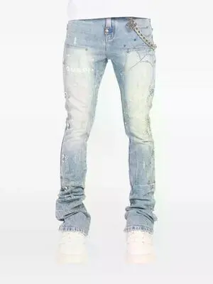 GUAPI Spider Motif Slim-fit Jeans - Blue