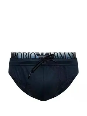 Emporio Armani Logo-waistband Drawstring-fastening Swim Briefs - Blue