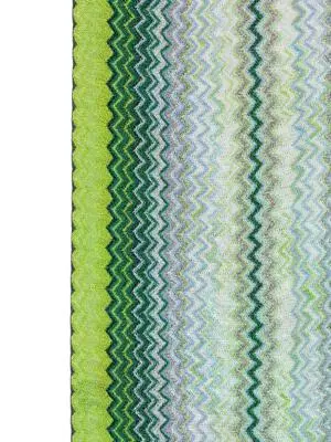 Missoni Zigzag-knit Fringed Scarf - Green