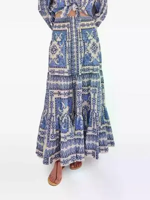 Cara Cara Emilia Tiered Scarf-print Maxi Skirt