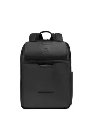 PIQUADRO Leather Laptop Backpack - Black