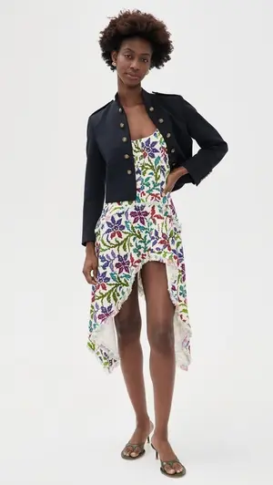 SIEDRES Belora Dress Asymmetrical Floral Midi Halterneck