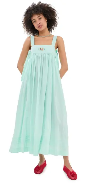 DAMSON MADDER Sleeveless Midi Dress With Embroidered Logo - Mint