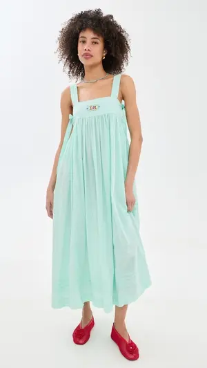 DAMSON MADDER Sleeveless Midi Dress With Embroidered Logo