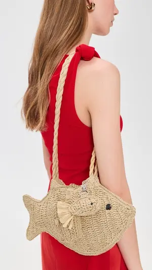 DAMSON MADDER Raffia Fish Bag