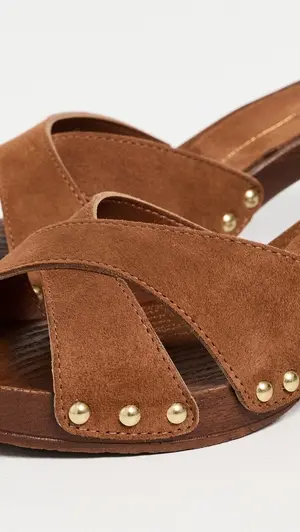 Dolce Vita Averie Nubuck Leather Clogs With Gold-tone Studs