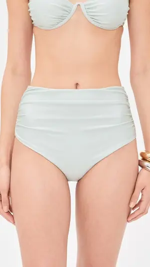Simkhai Teya High Waisted Ruched Bikini Bottoms - Mint