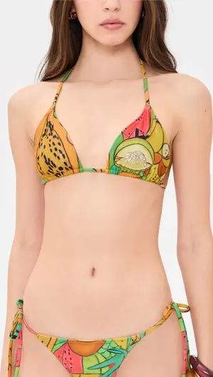 DONDE ESTEBAN Frutas Graphic Print Bikini Top - Multi
