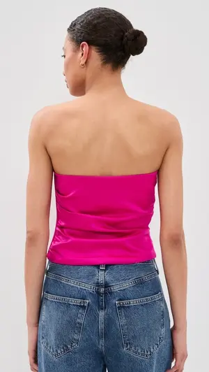 GANNI Duchesse Satin Bandeau Top