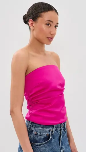 GANNI Duchesse Satin Bandeau Top