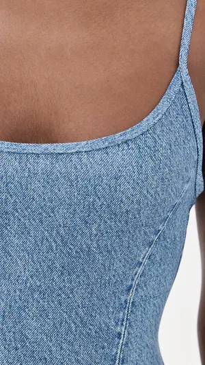 Rag & Bone Miramarpiece Swimsuit With Denim Print And Open Back - Minetta