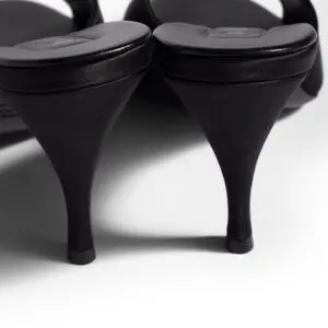 Miu Miu Satin Sandals With Embroidered Logo - Black
