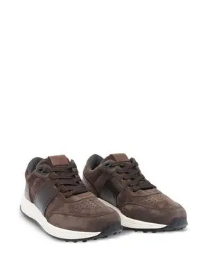 TOD'S Suede And Leather Paneled Lace-up Flat Shoes
