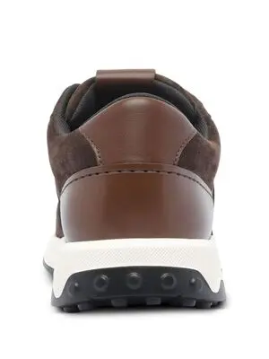 TOD'S Suede And Leather Paneled Lace-up Flat Shoes