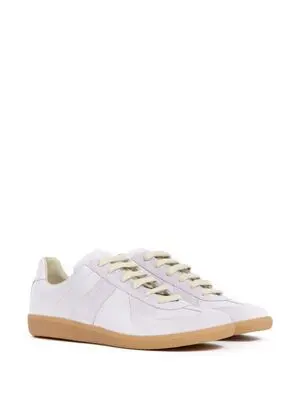 MAISON MARGIELA White Leather And Suede Lace-up Sneakers