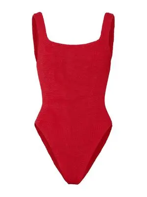 HUNZA G Square Neck One Piece Swimsuit - Red