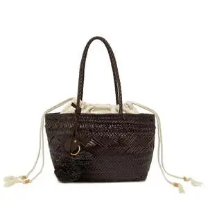 GIANNI CHIARINI Firenze Woven Leather Bucket Bag With Drawstring Closure