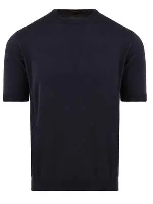 FILIPPO DE LAURENTIIS Short Sleeve Silk Sweater - Oltremare