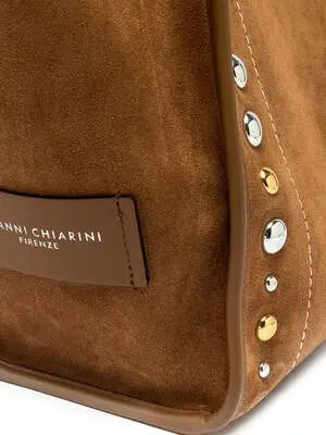 GIANNI CHIARINI Firenze Suede Tote Bag With Stud Embellishments - Caramel