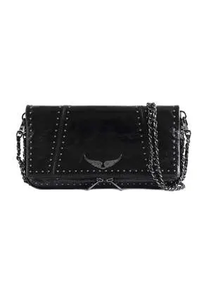 Zadig&Voltaire Grained Leather Studded Clutch Bag With Metal Chains