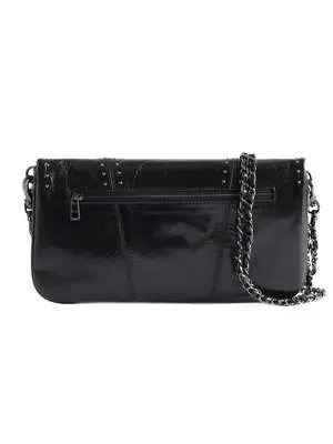 Zadig&Voltaire Grained Leather Studded Clutch Bag With Metal Chains