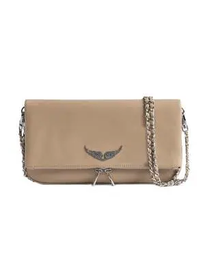 Zadig&Voltaire Zadig & Voltaire Patent Leather Vintage Effect Pochette With Rhinestone Wings Clay