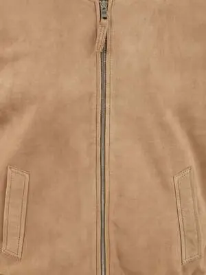 THE JACK LEATHERS Zip-up Stand Collar Leather Jacket - Vanilla
