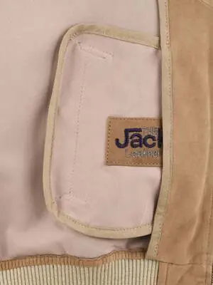 THE JACK LEATHERS Zip-up Stand Collar Leather Jacket - Vanilla