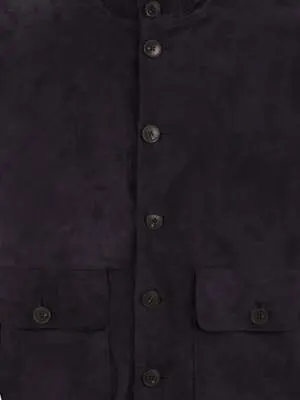 THE JACK LEATHERS Suede Button-up Jacket - Blue
