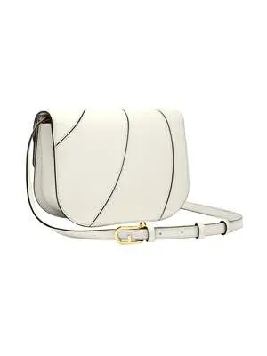 Furla Sfera Small Crossbody Bag With Suede Flap And Sphere Clasp - Cream