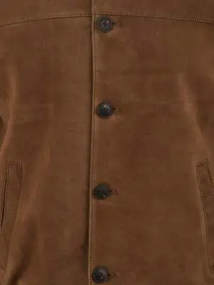 THE JACK LEATHERS Paneled Leather And Knit Jacket - Pecan/dark Brown